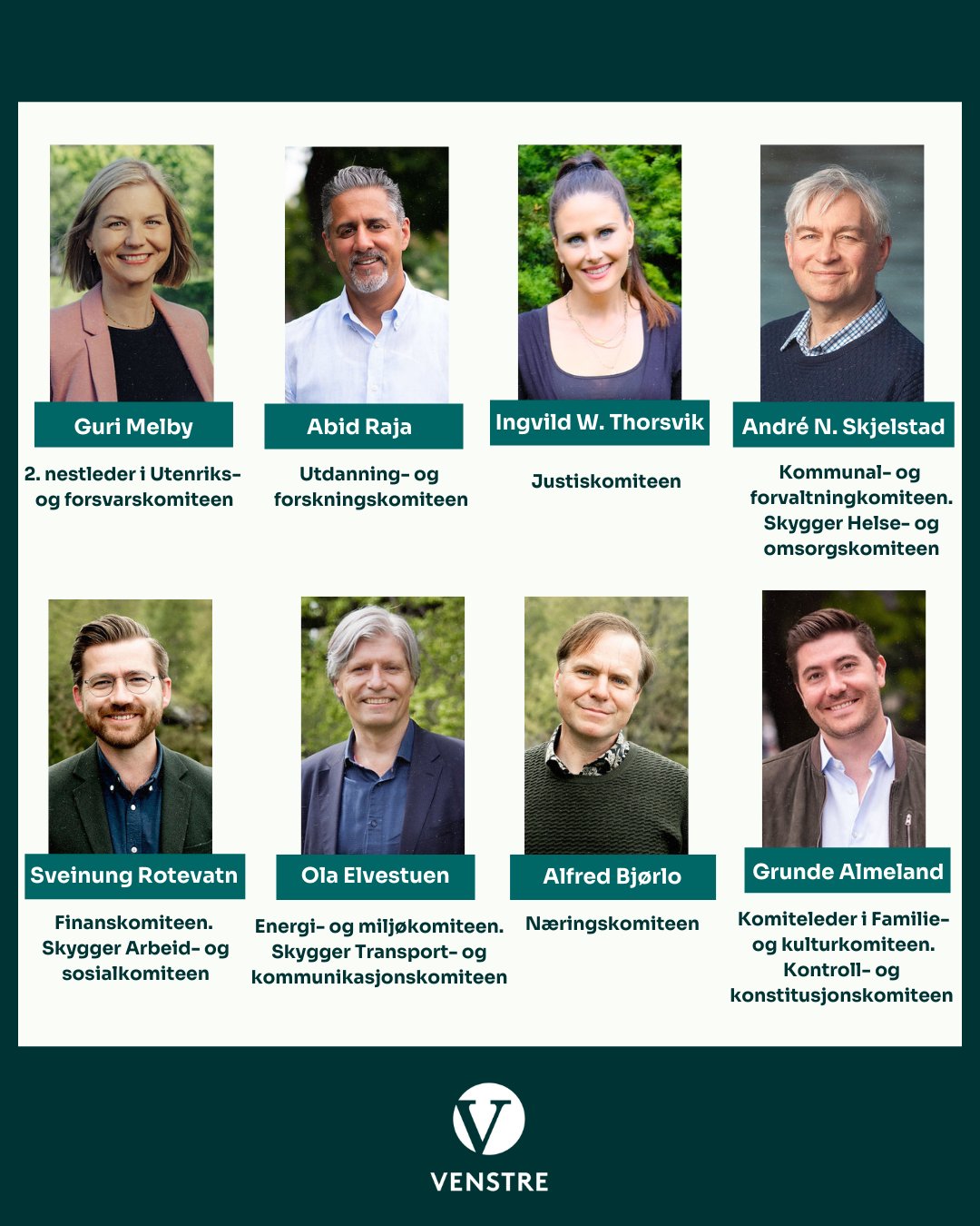 Venstres mannskap klart på Stortinget - sentralt Venstre